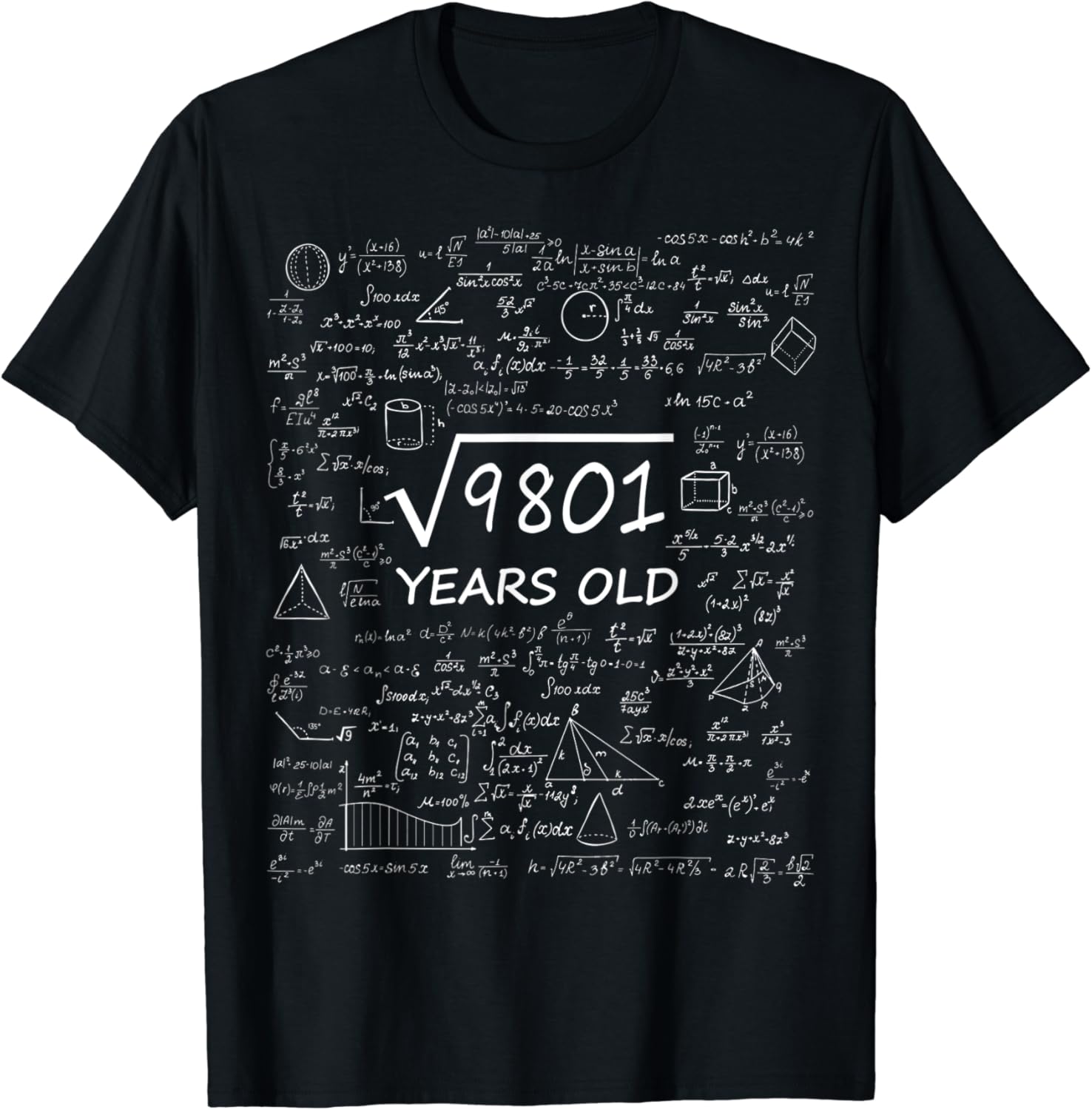 Amazon 99th Birthday Square Root Of 9801 99 Year Old Gifts T Shirt